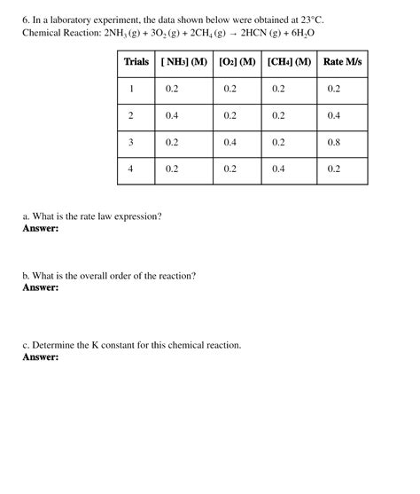 Solved 6 In A Laboratory Experiment The Data Shown Below Were
