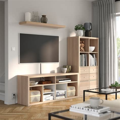 Kallax Lack Combinazione Per Tv Effetto Rovere Con Mordente Bianco