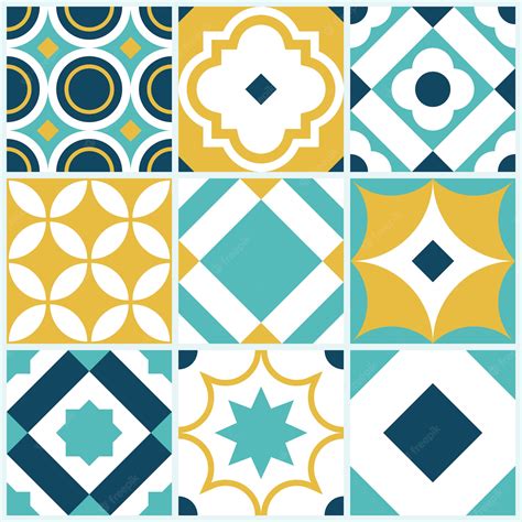 Premium Vector Decorative Tile Pattern With Geometric Shapes