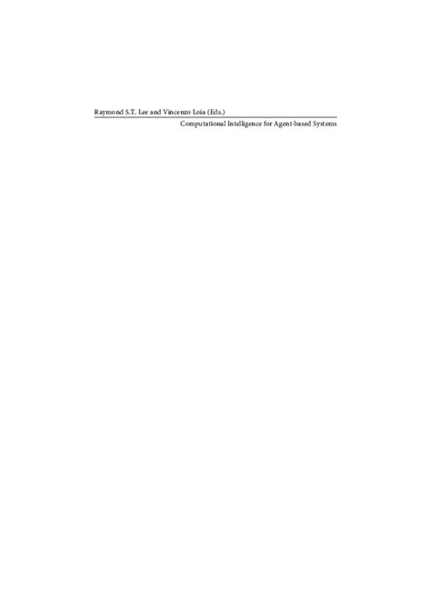 Pdf Computational Intelligence For Agent Based Systems Vincenzo