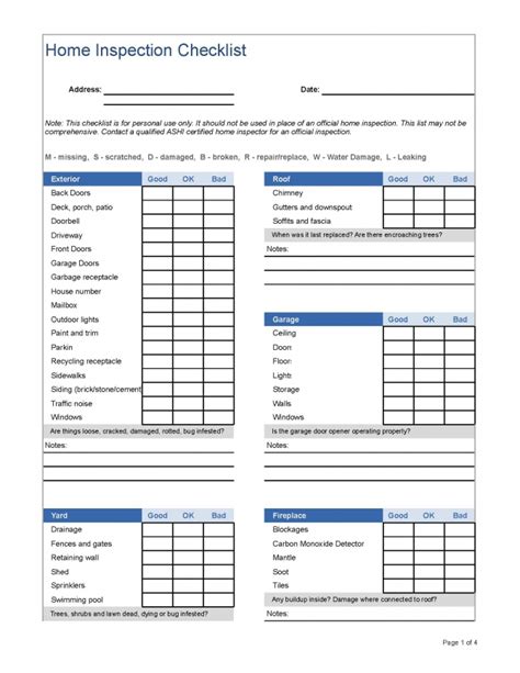 Building Inspection Checklist Template Excel