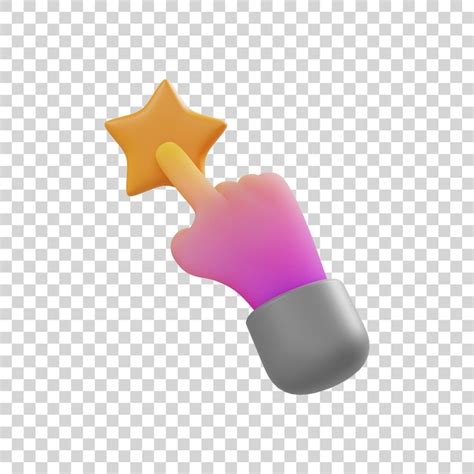 3d 만화 손을 가리키는 별을 가리키는 손가락 3d 그림 등급 별입니다 피드백 프리미엄 Psd 파일