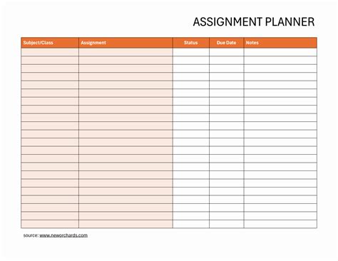 Free Pdf Assignment Tracker Templates