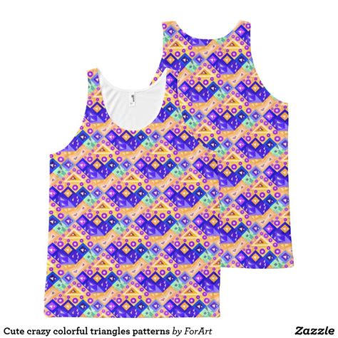 Cute Crazy Colorful Triangles Patterns Tank Top Printed Tank Tops