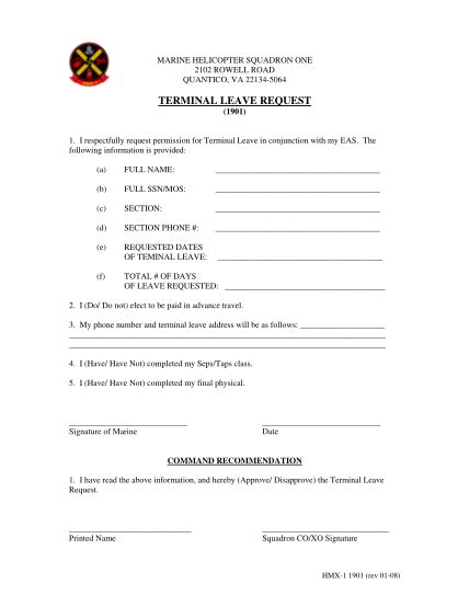 Usmc Leave Request Template
