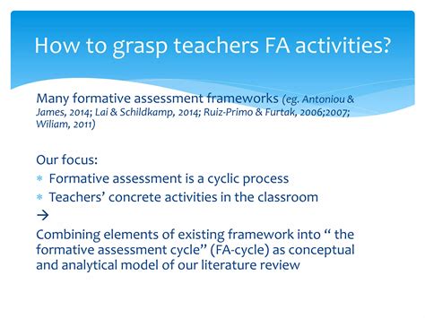 Teachers Formative Assessment Practices In The Classroom A Literature Review Using The
