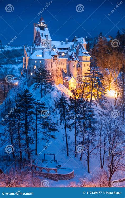 Dracula`s Castle In Winter Stock Image Image Of County 112139177