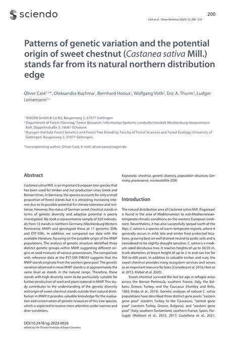 Pdf Patterns Of Genetic Variation And The Potential Origin Of Sweet