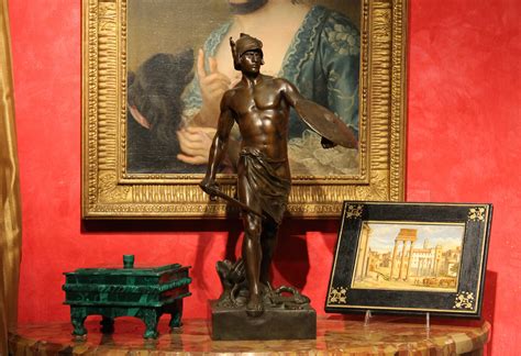 E Picault 19th Century French Burnished Bronze Sculpture Of A Gallic