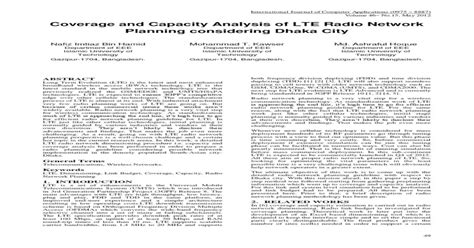 Pdf Coverage And Capacity Analysis Of Lte Radio Network Dokumen Tips