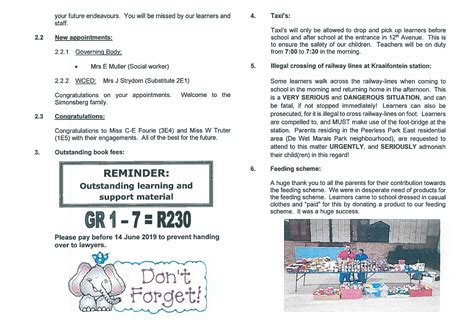 Circular 042019 Laerskool Simonsberg Primary School