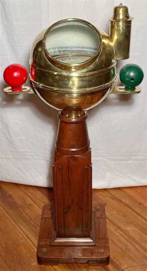 Copper And Brass Ships Binnacle With Compass And Lantern Circa 1940s