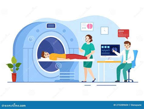 Mri Or Magnetic Resonance Imaging Illustration With Doctor And Patient