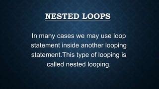 Nested Loop In C Language PPTX