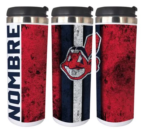 Termo 400 Ml Mlb Cleveland Indians Grunge Personalizado Envío Gratis