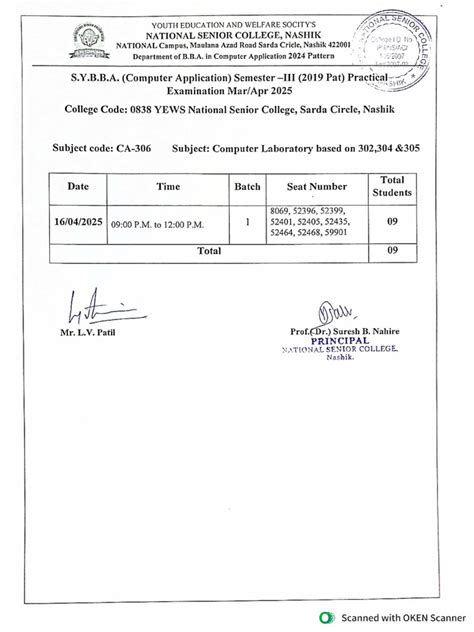 Practical Timetable Pdf