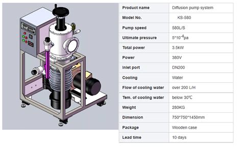 580ls High Vacuum Diffusion Pump System With Rotary Vane Vacuum Pump