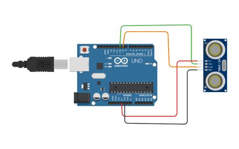 Circuit Design Ultrasonic Distance Sensor Connection With Arduino Tinkercad
