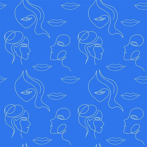 Premium Vector Seamless Pattern With A Female Face And Figure In The Style Of Line Art Premium Vector Seamless Pattern With A Female Face And Figure In The Style Of Line Art