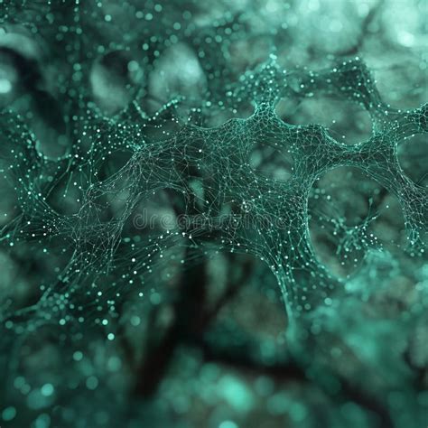Complex Geometric Network With Abstract Organic Structure And Glowing Green Patterns Stock Image