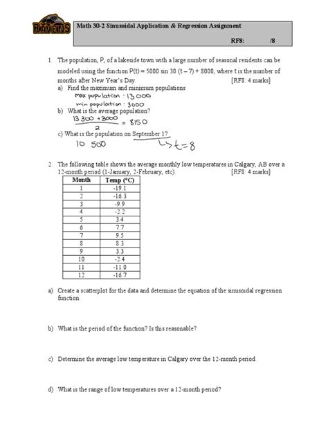 sinusoidal application and regression assignment started pdf