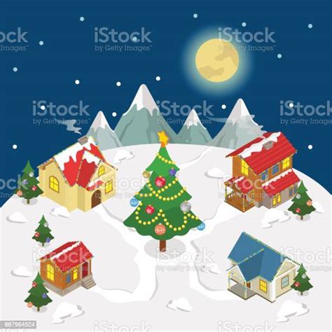 메리 크리스마스 해피 뉴가 어 평면 3d 아이소메트리 아이소메트릭 개념 웹 인포 그래픽 벡터 일러스트 전단지 전단지 카드 엽서 서식 파일 전나무 나무 4 집 때는 크리에이