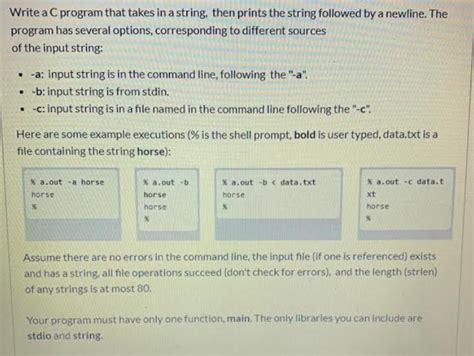 Solved Write A C Program That Takes In A String Then Prints