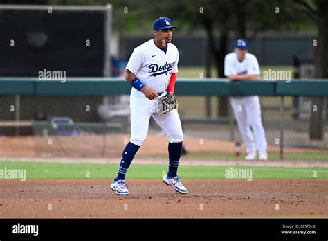 Acl Dodgers First Baseman Moises Bolivar 7 In A Defensive Stance