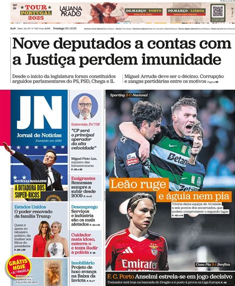 Capa Jornal De Notícias 26 Janeiro 2025 Capasjornaispt
