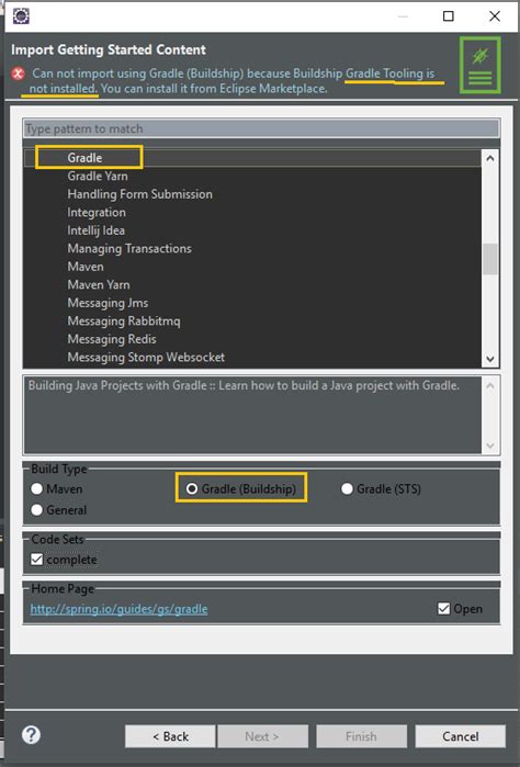 Java Spring Tool Suite Sts Can Not Import Using Gradle Buildship
