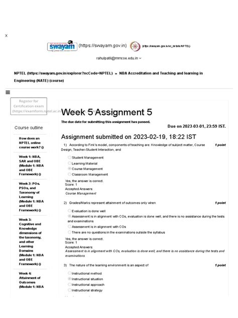 Week 5 Assignment With Ans Pdf Educational Assessment Teaching