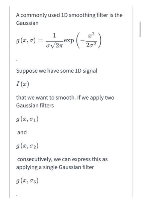 Solved A Commonly Used 1D Smoothing Filter Is The Gaussian Chegg Com