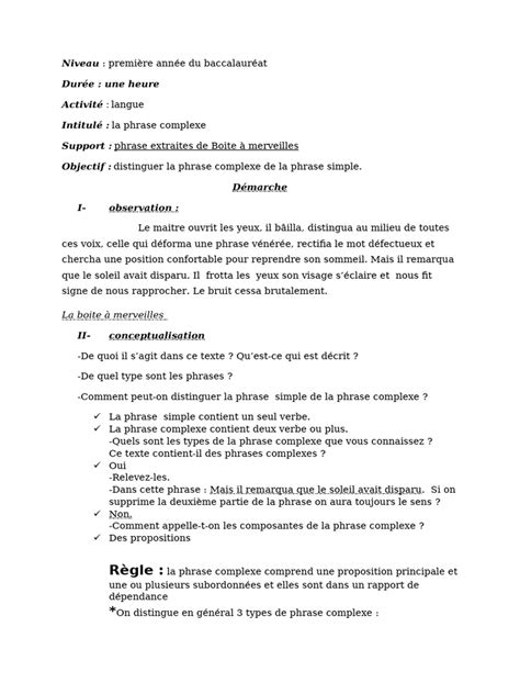 Phrase Complexe Docx · Version 1 Pdf