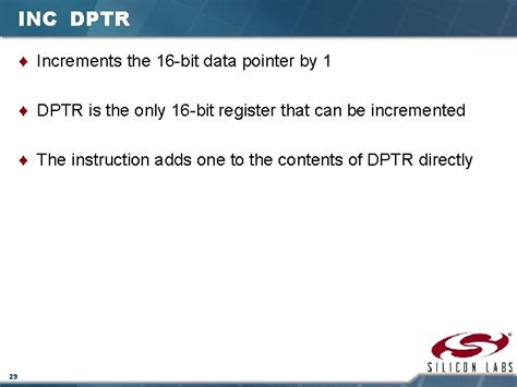 Lecture 4 8051 Instruction Set 8051 Instruction Set
