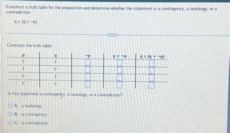 Solved Construct A Truth Table For The Proposition And Chegg Com