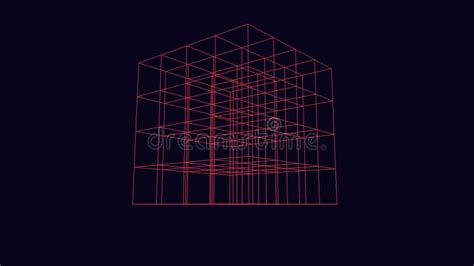 Floating Red Line Cube In A Black Void Stock Footage Video Of Futuristic Black 306408306