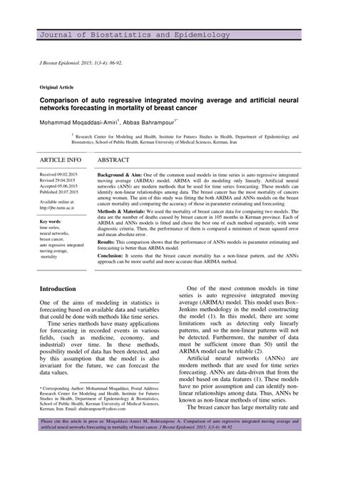 Pdf Comparison Of Auto Regressive Integrated Moving Average And Artificial Neural Networks
