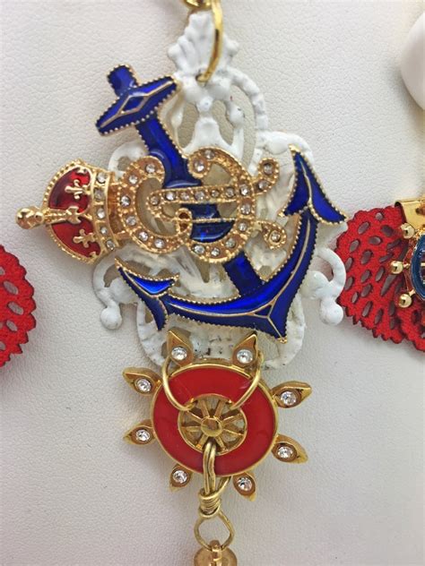 Nautical Themed Assemblage Necklace And Earring Set Blue Etsy