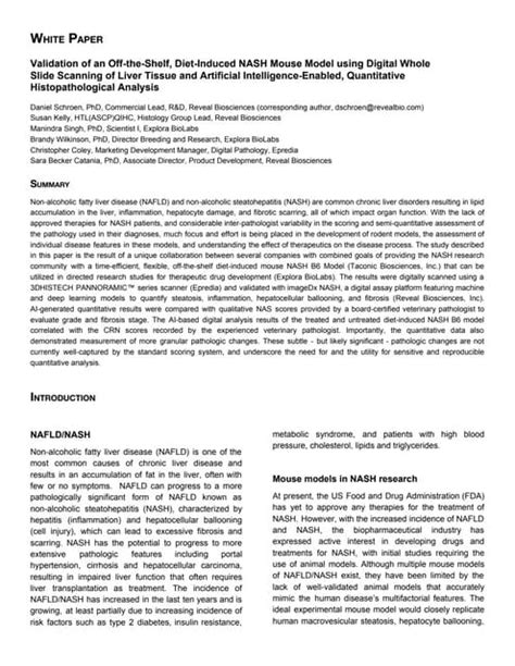 Reveal Biosciences Validation Of Nash Mouse Model Pdf
