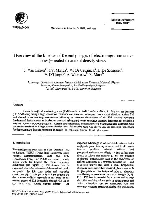 Pdf Overview Of The Kinetics Of The Early Stages Of Electromigration