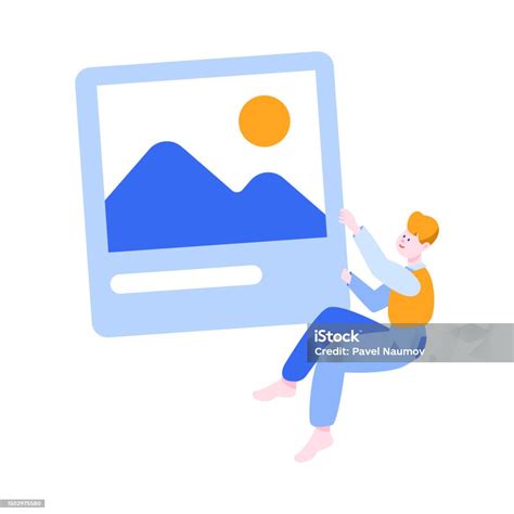 거대한 그림 파일 벡터 일러스트레이션을 들고 있는 작은 남자 캐릭터 개념에 대한 스톡 벡터 아트 및 기타 이미지 개념 거인