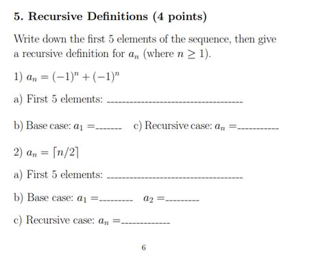 Solved Recursive Definitions Points Write Down The Chegg Com