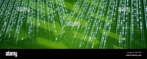 Code Binary Interface And Green Background Stock Photo Alamy