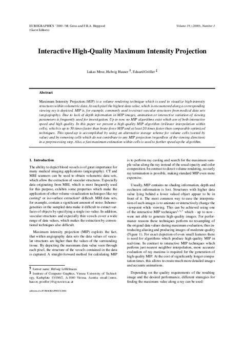 Pdf Interactive High‐quality Maximum Intensity Projection