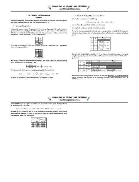 Polynomial Interpolation Procedure Pdf Equations Interpolation