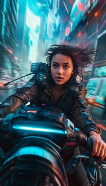 Premium Ai Image Girl Ridding Bike