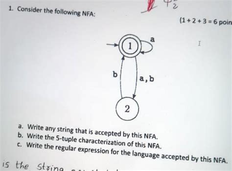 solved 1 consider the following nfa 1 2 3 6 poin a