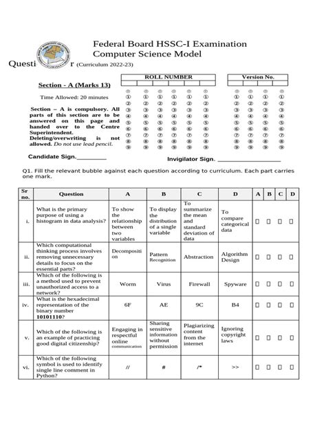 Computetscience Hssc I Model Question Paper Pdf Algorithms Computing