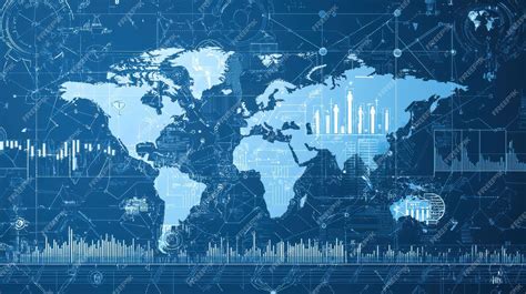 Global Data Visualization Futuristic World Map With Data And Charts