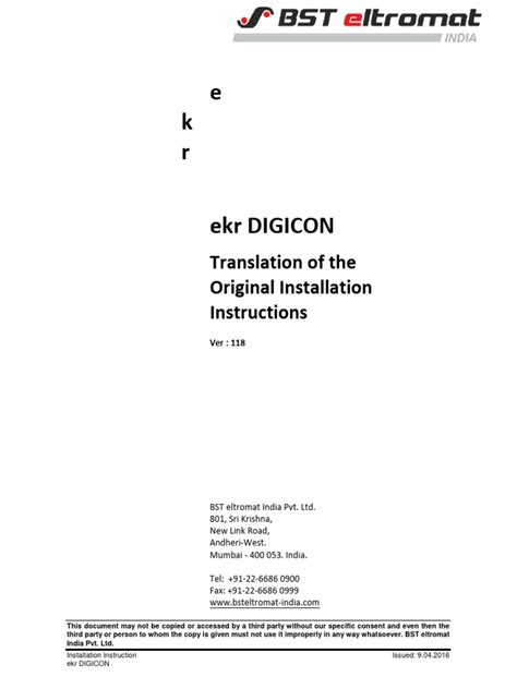 Operating Manual Bst Ekr Digicon 118 Download Free Pdf Parameter Computer Programming
